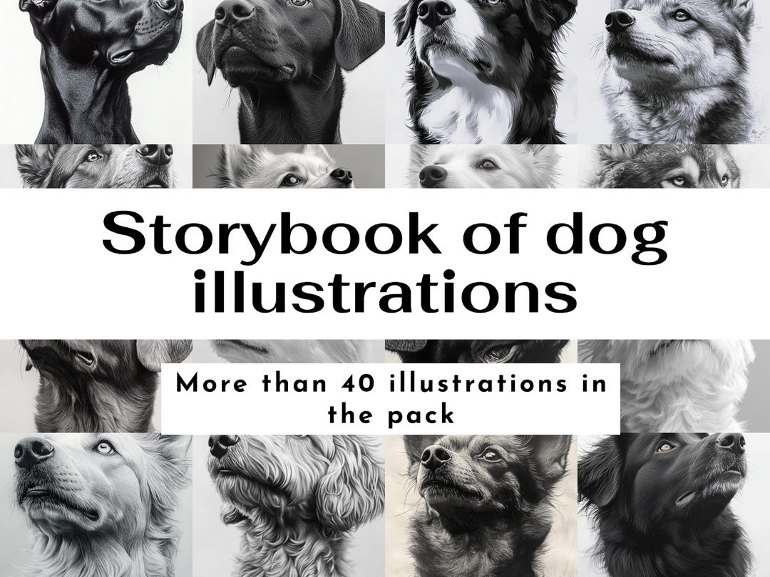 Storybook of Dog Illustrations PNG - Etsy