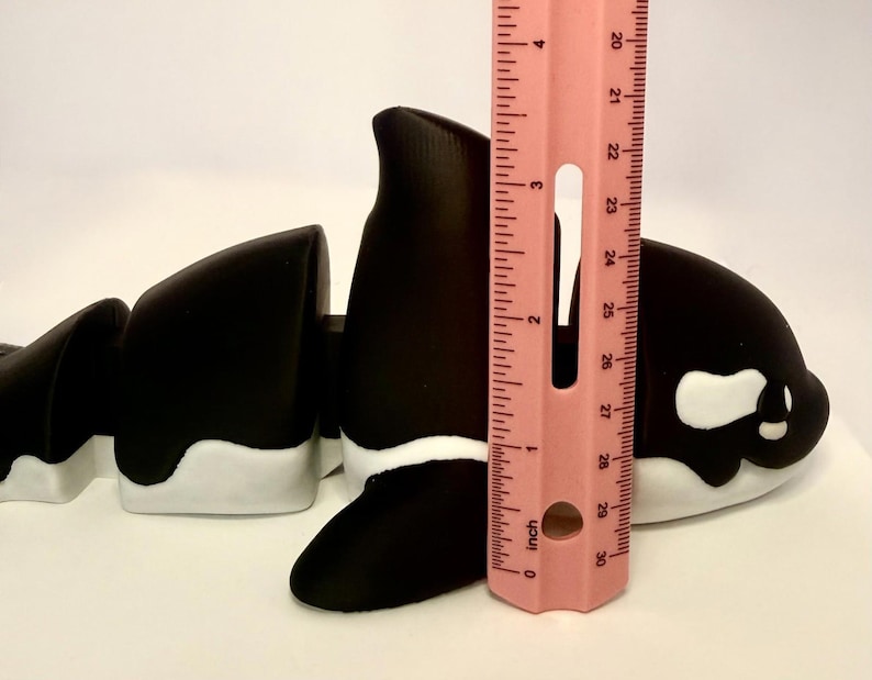 Large 3D Printed Articulated Orca – Flexible Toy Figurine - Black and ...