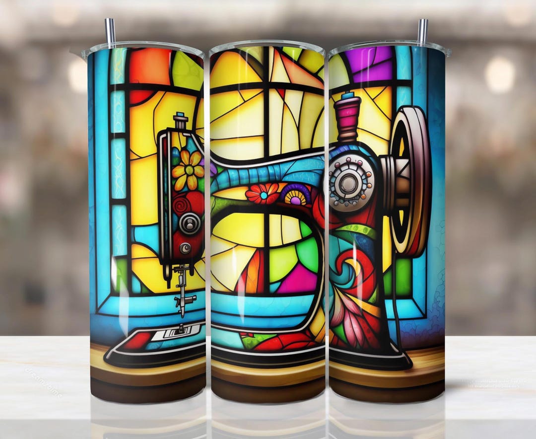 20 Oz Stain Glass Sewing Stainless Steel Tumbler With Lid, Straw - Etsy
