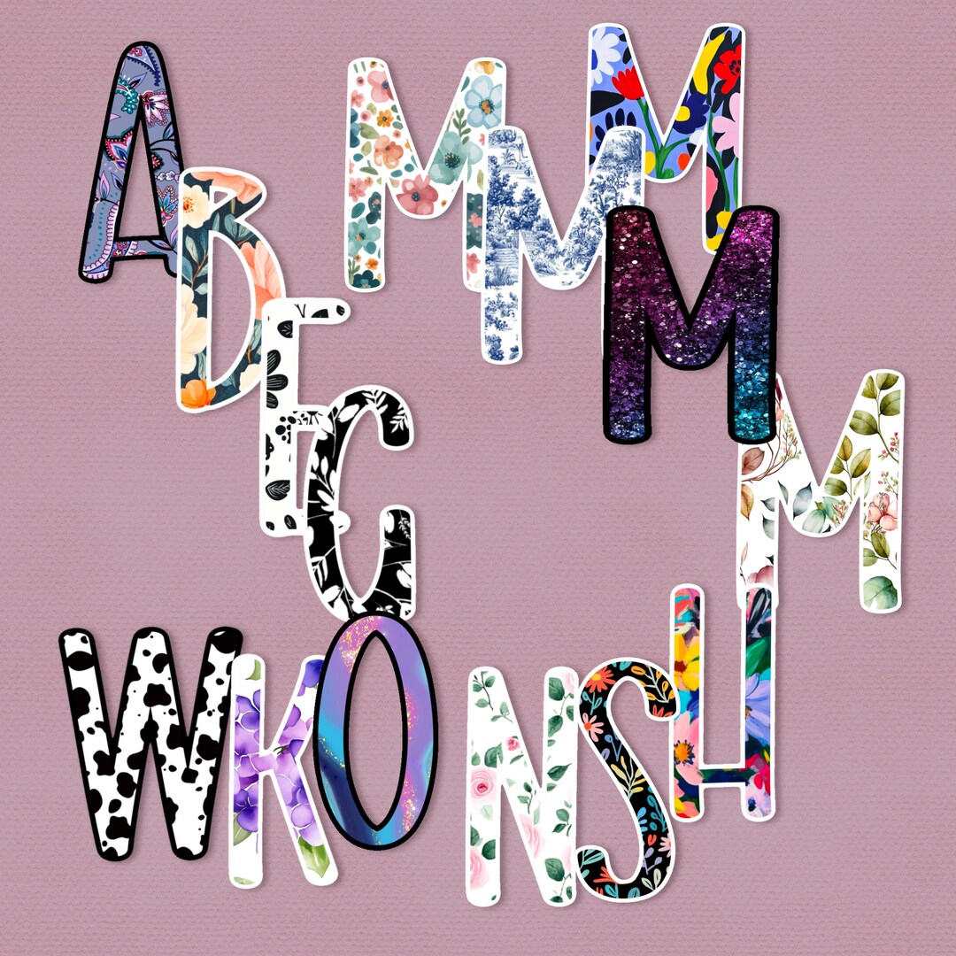Alphabet Letters Pick Yours | Beautiful Floral Patterns | Waterproof ...