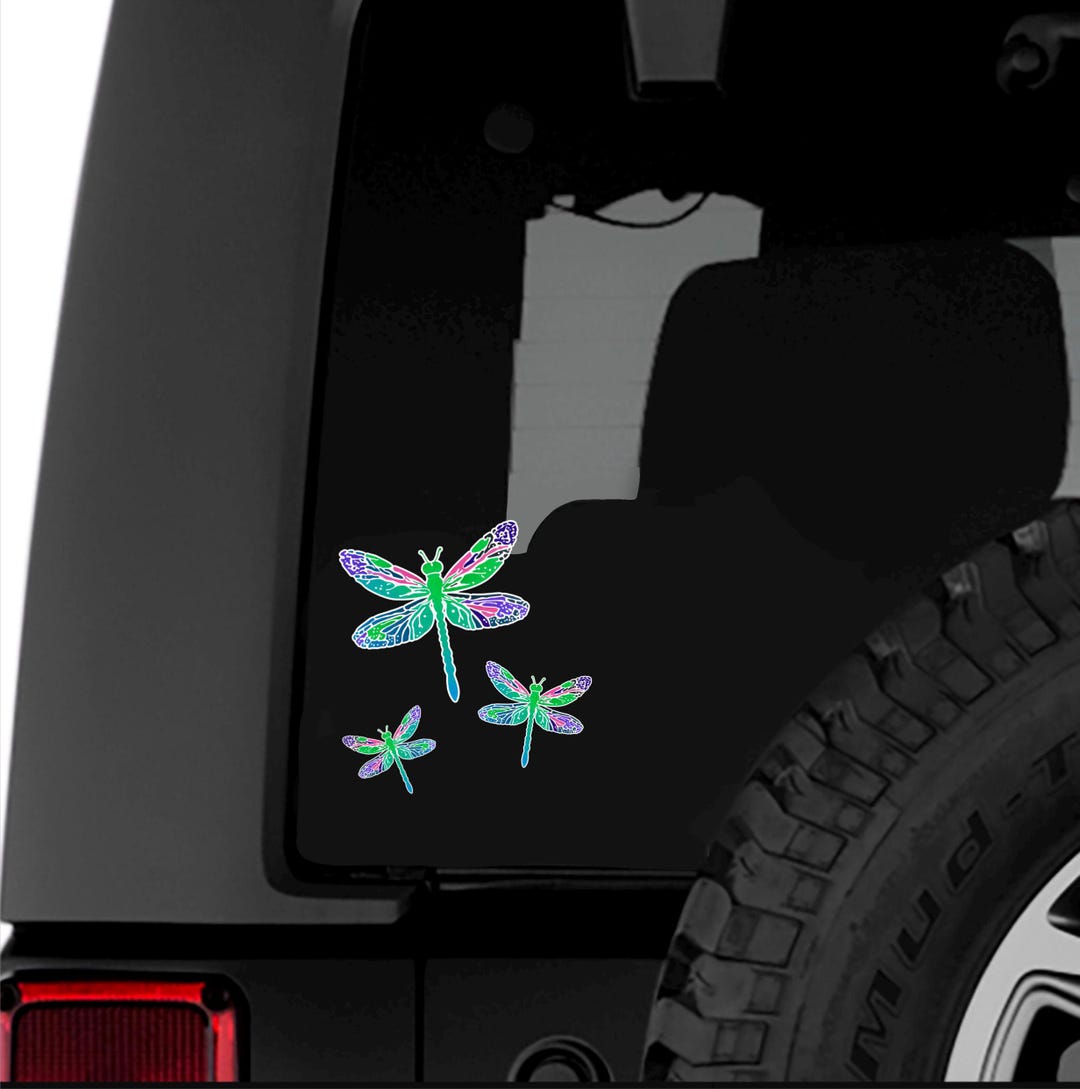 Dragonflies Trio Colorful Stained Glass Sticker Window | Car Window ...