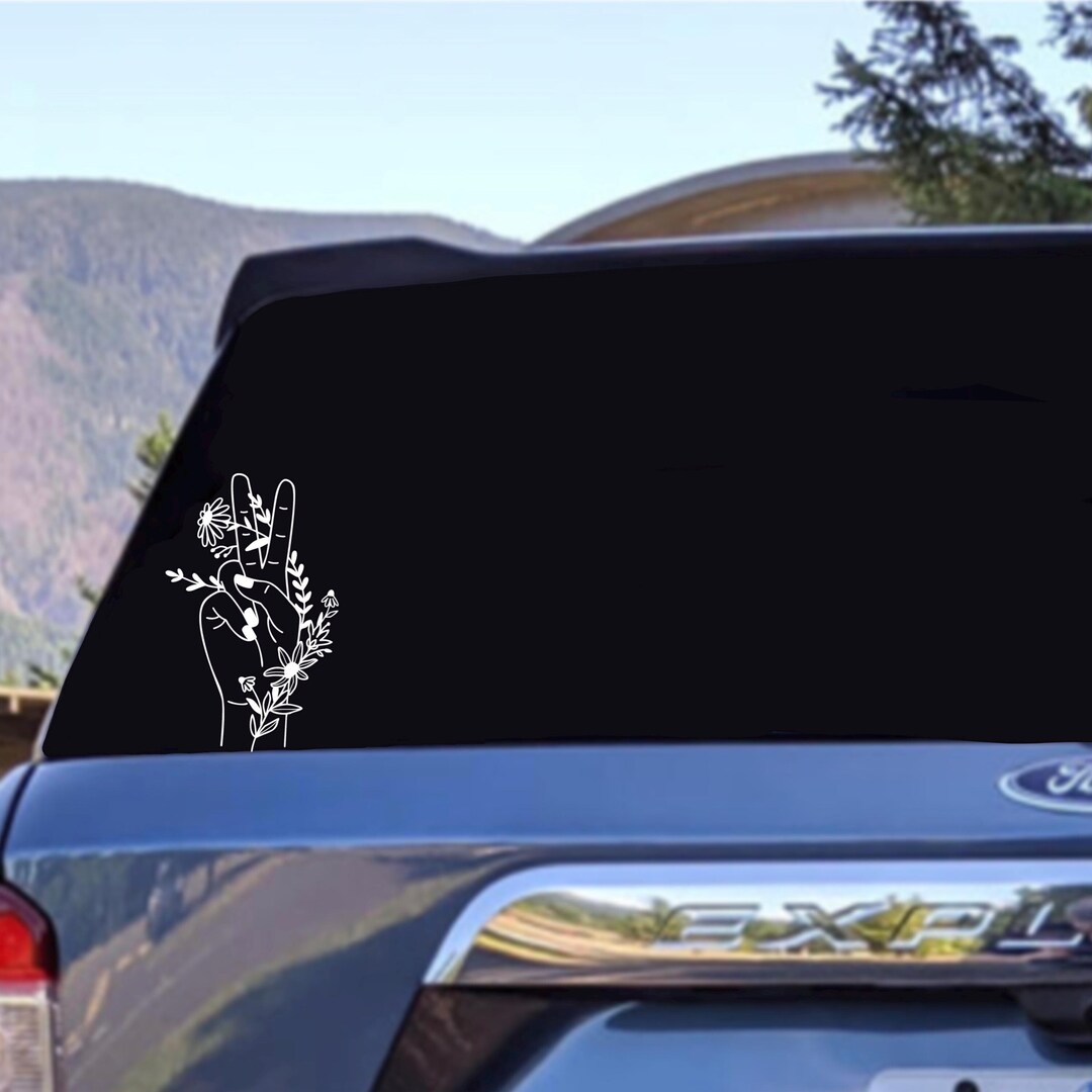 Boho Peace Hand Sign Floral Sticker Decal | Car Sticker Decal | Window ...