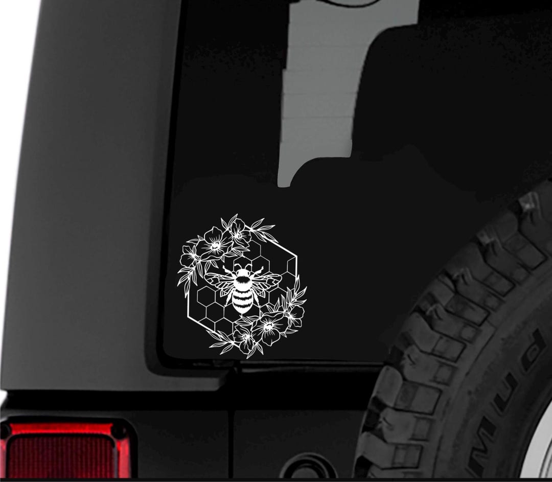 Bee on Hive Floral Sticker Decal | Car Sticker Decal | Window Decal ...