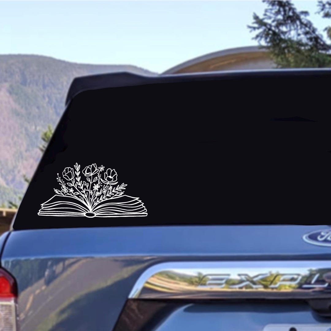 Open Book Wildflowers | Reading Books Sticker Decal | Car Sticker Decal ...