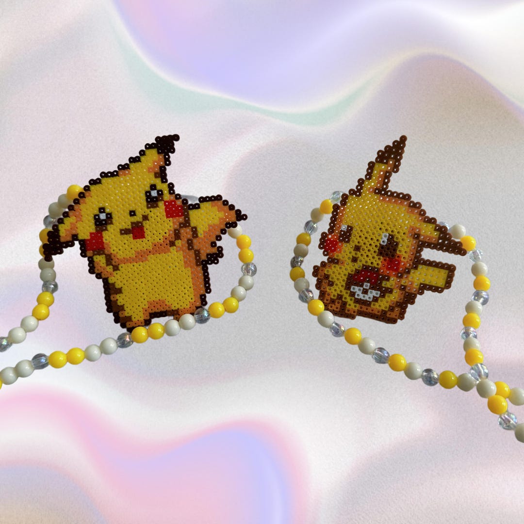 Pikachu Perler Led Pacifier Necklace|beaded Jewelry Rave Outfit EDM ...