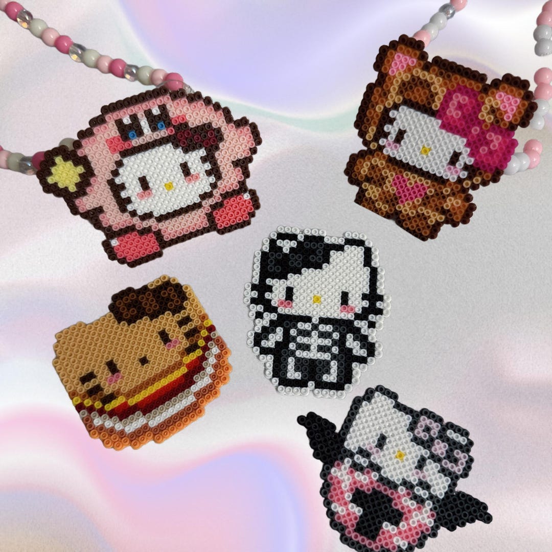 Hellokitty Perler Led Pacifier Necklacebeaded Jewelry Rave Outfit EDM ...
