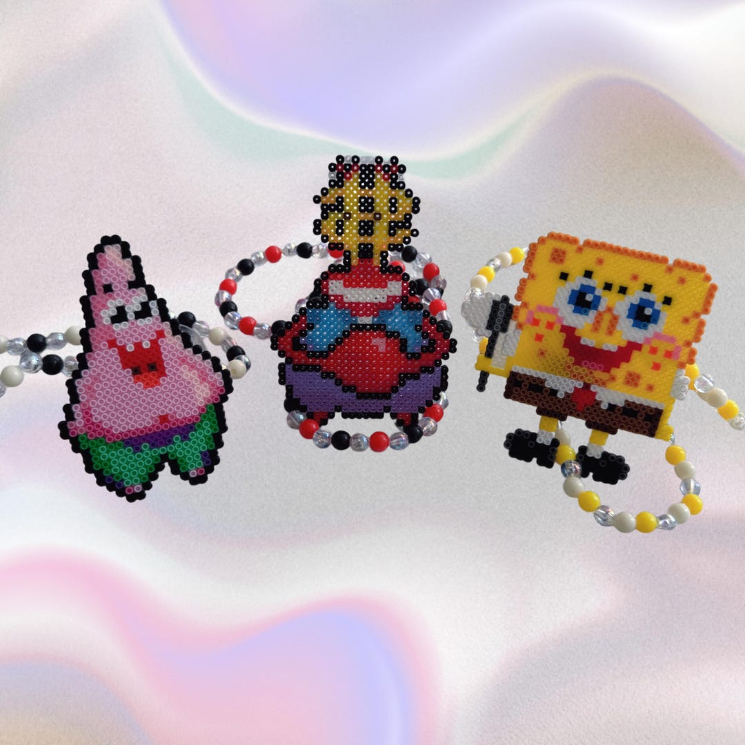 Spongebob Perler Led Pacifier Necklace|beaded Jewelry Rave Outfit EDM ...