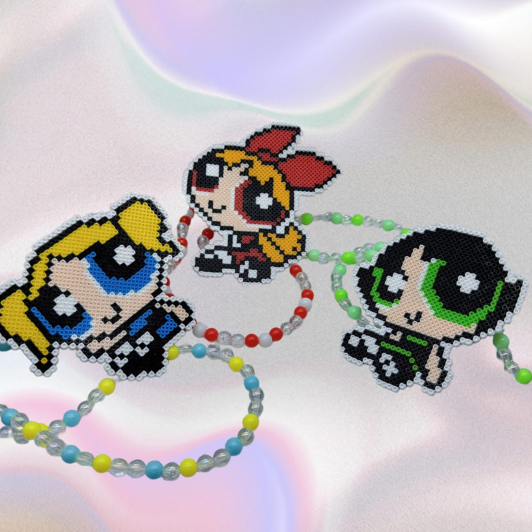 Powerpuff Girls Perler Led Pacifier Necklacebeaded Jewelry Rave Outfit ...