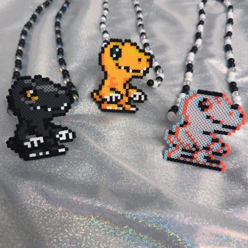 Dinosaur rave Led Perler Pacifier Necklace - Etsy