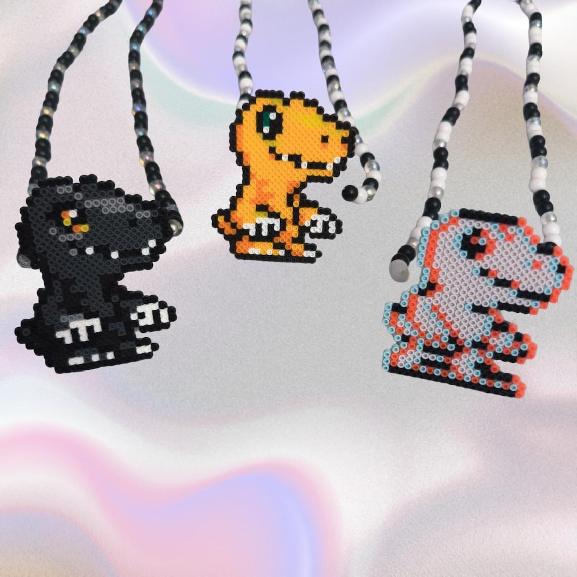 Dinosaur Perler Led Pacifier Necklace|beaded Jewelry Rave Outfit EDM ...