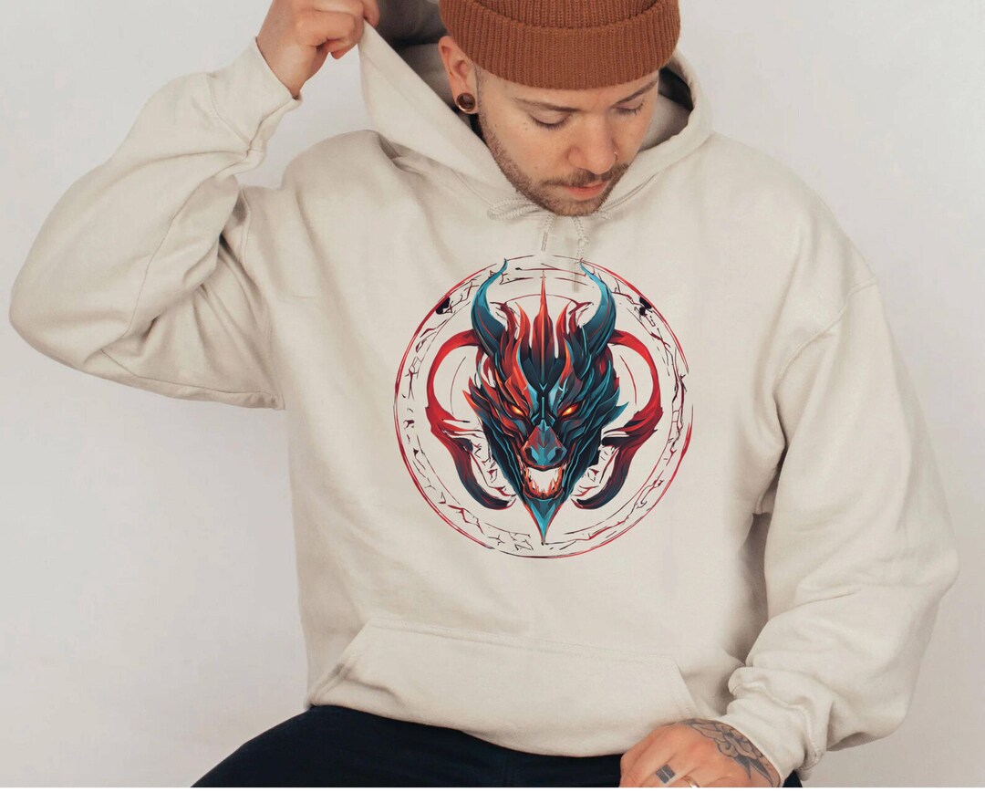 Mythical Creature Unisex Pullover Hoodie, Dragon Kali Linux Hoodie ...