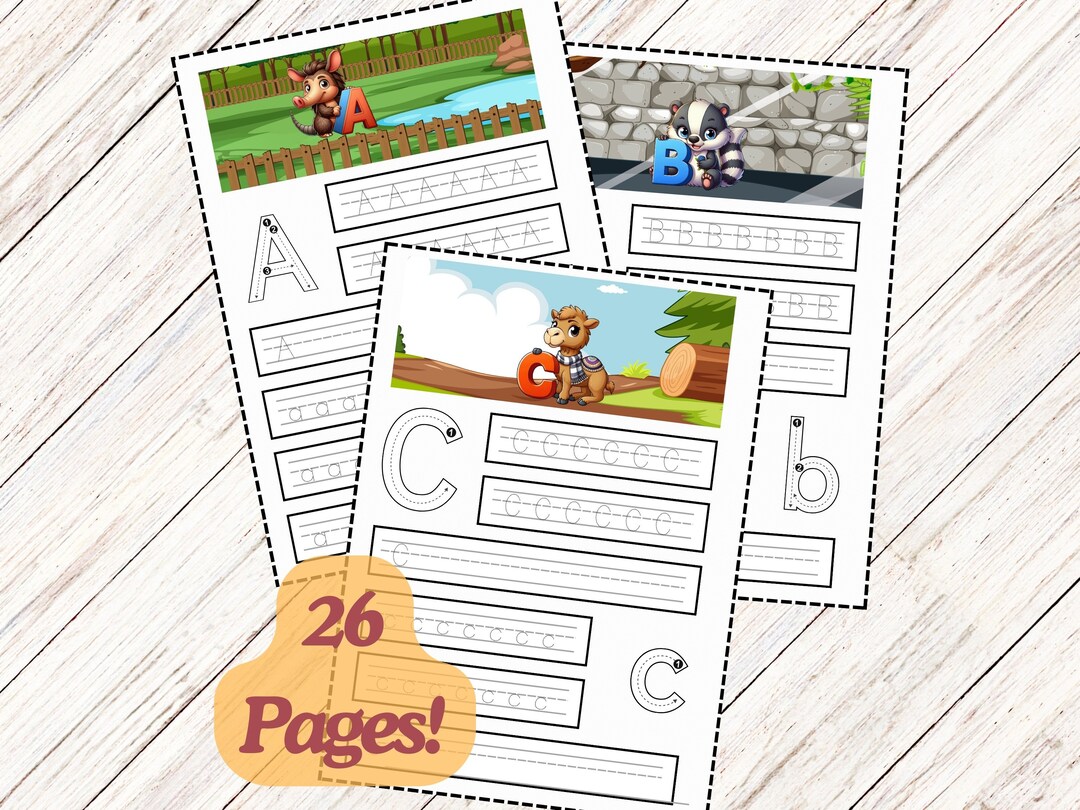 26 Animal Alphabet Tracing Pre-k Worksheets | Themed Early Literacy ...