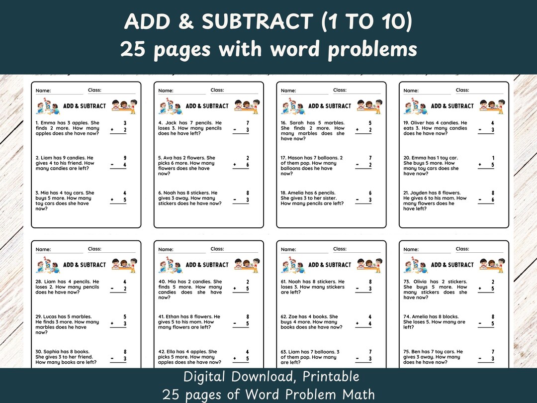 25 Addition & Subtraction Worksheets | Numbers From 1 to 10 ...