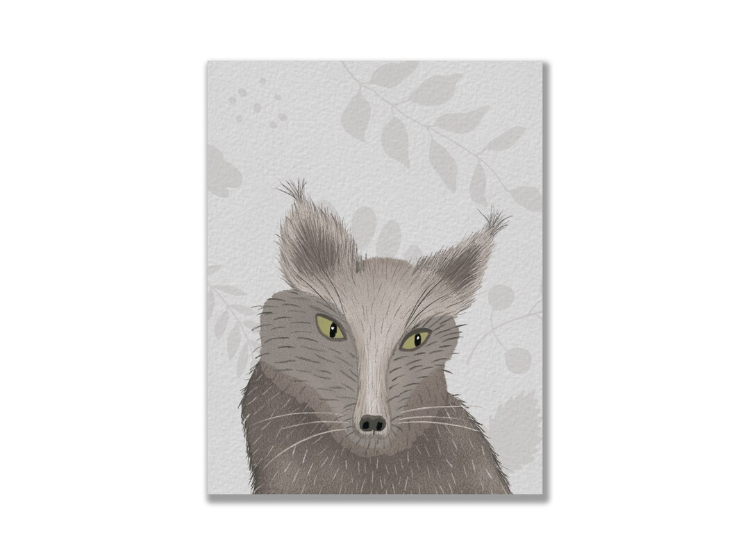 Fox With Sweet and Demur Expression Illustrated Card - Etsy