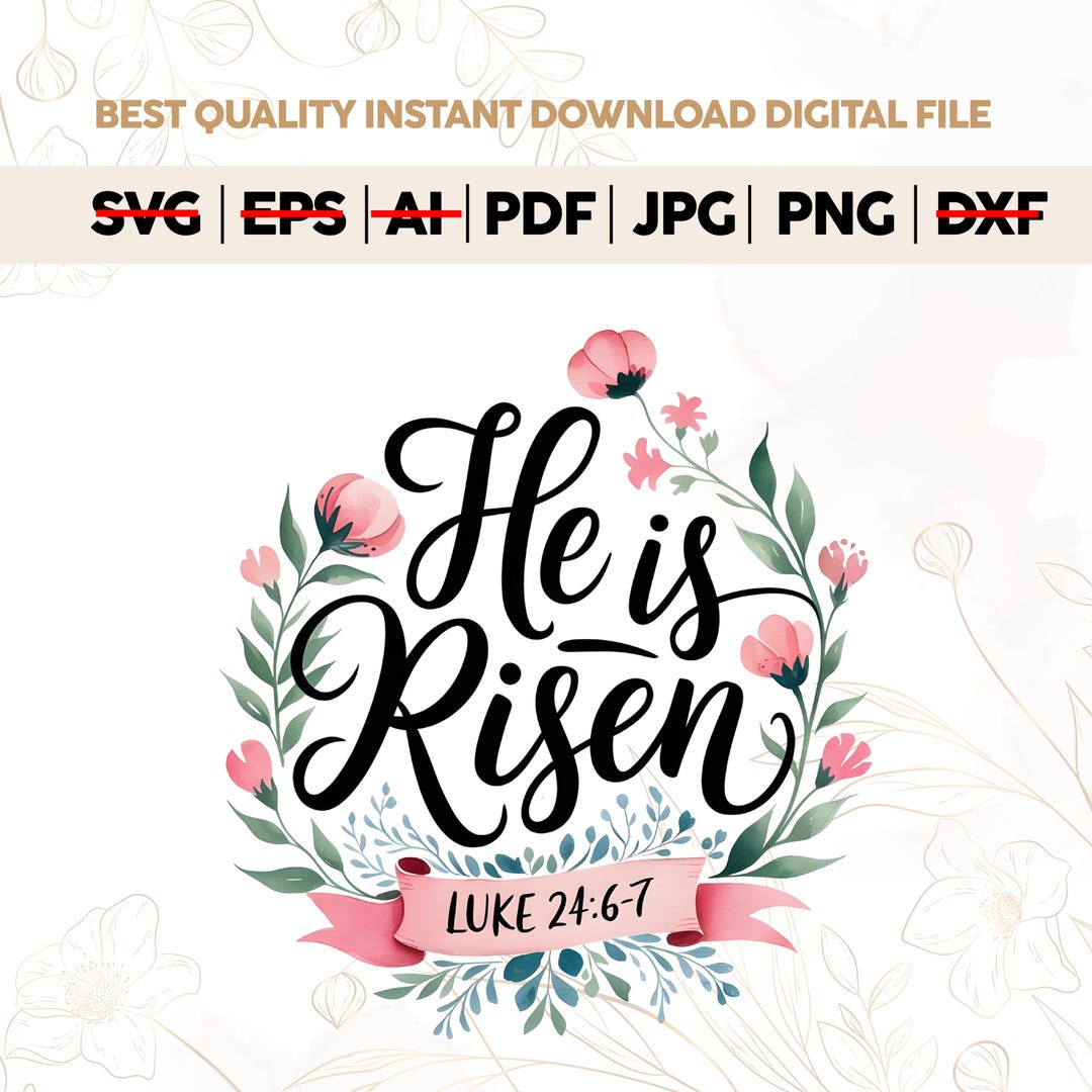 Christian Easter Graphics, Floral Resurrection PNG, Jesus Designs ...