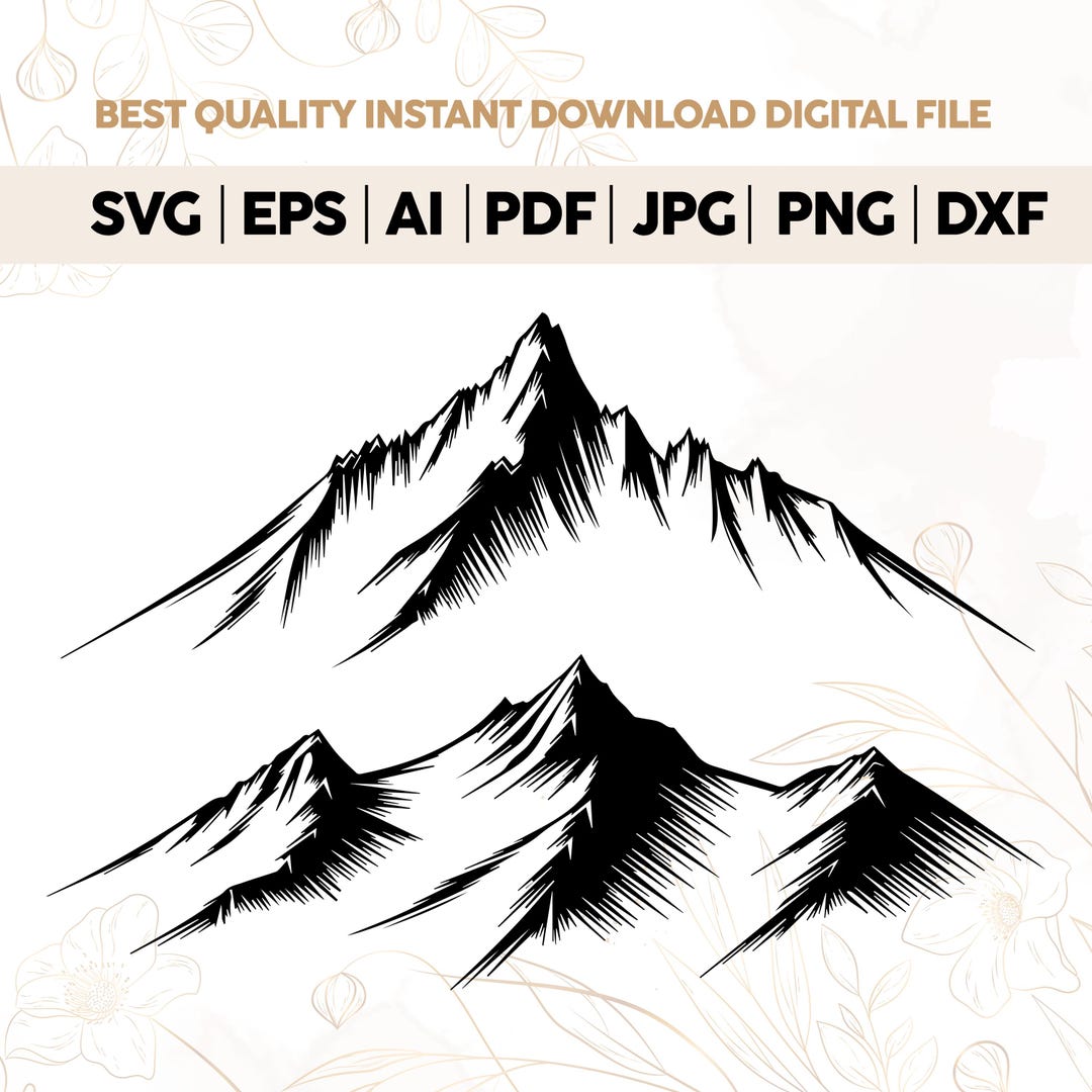 Berge SVG, handgezeichnete Berg SVG-Datei, Landschaft SVG, Berg Clipart ...