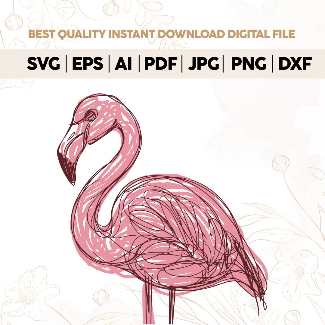 Flamingo SVG File, Flamingo With Flower Crown SVG, Flamingo Cut File ...