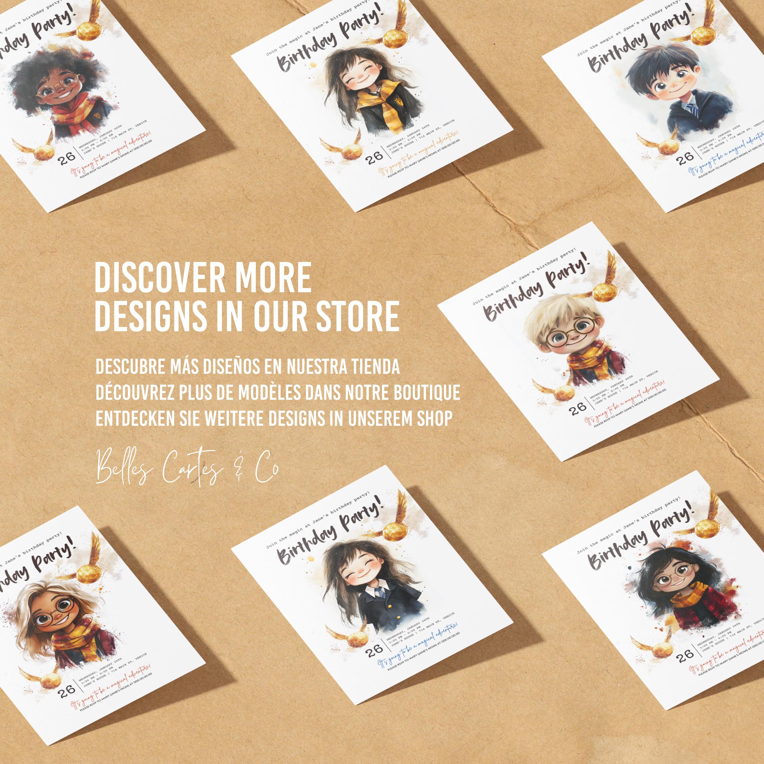 Magical Birthday Party Invitation Cute Hufflepuff Girl With Golden ...