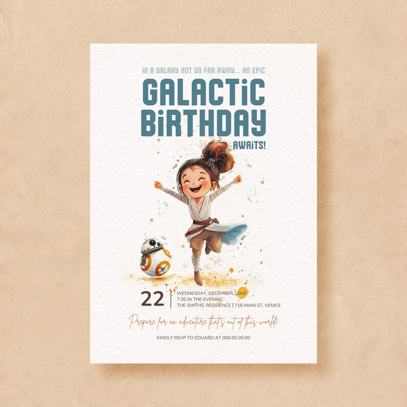 Editable Galactic Birthday Invitation Card | Space Warrior Theme ...