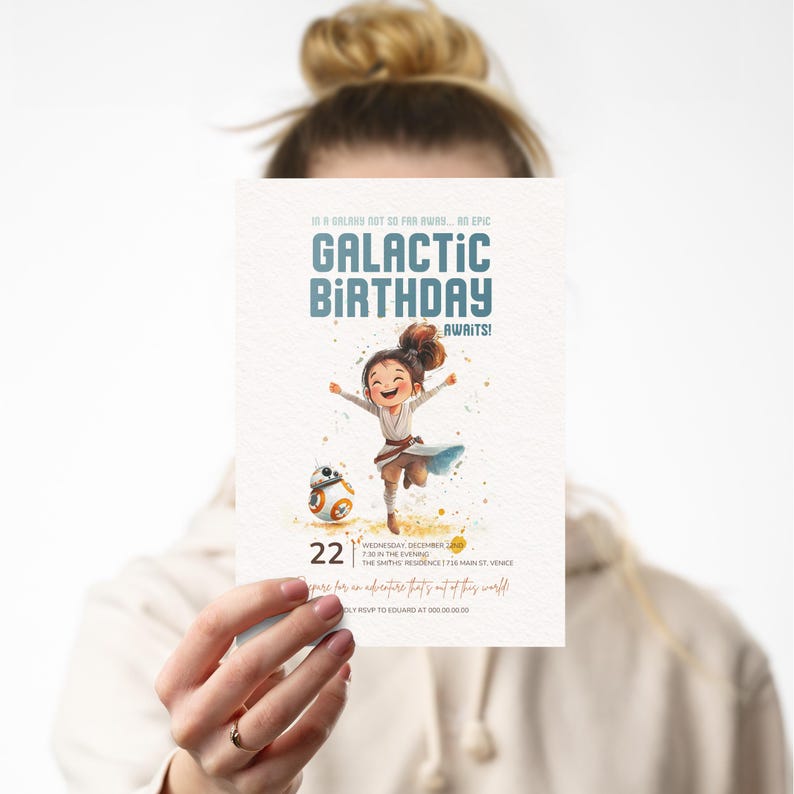 Editable Galactic Birthday Invitation Card | Space Warrior Theme ...