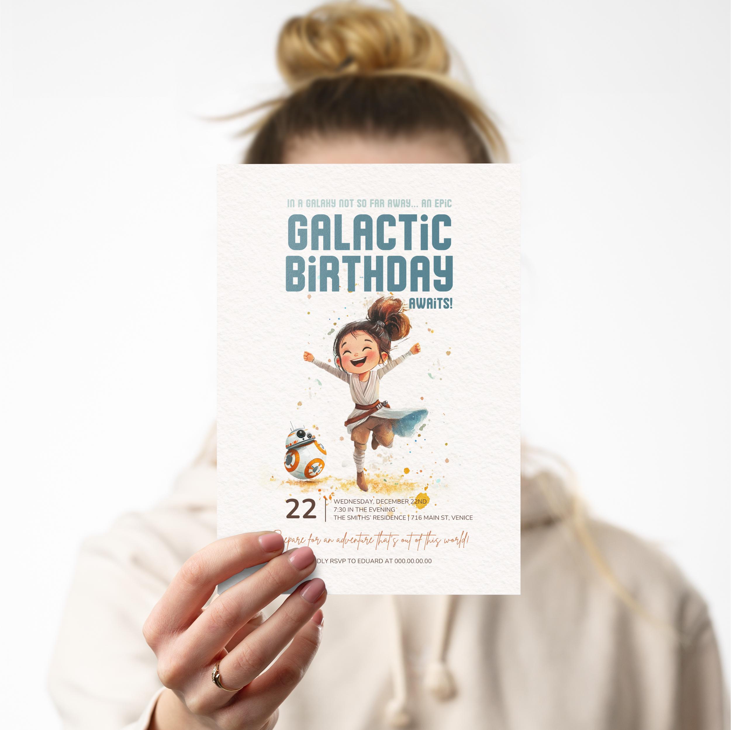 Editable Galactic Birthday Invitation Card | Space Warrior Theme ...