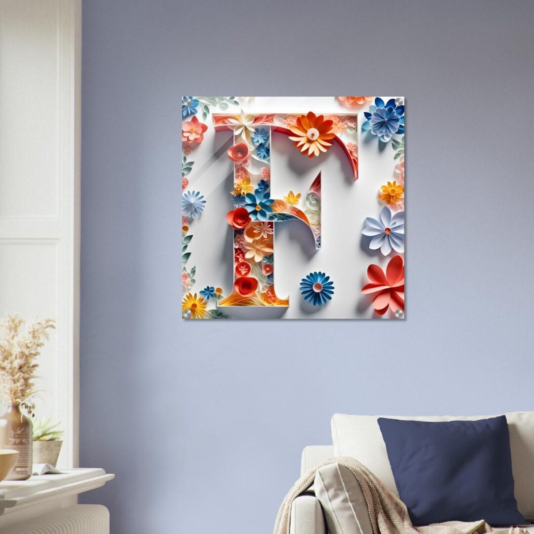 Personalized Letter F Papercut Style Art High-quality Acrylic Print ...