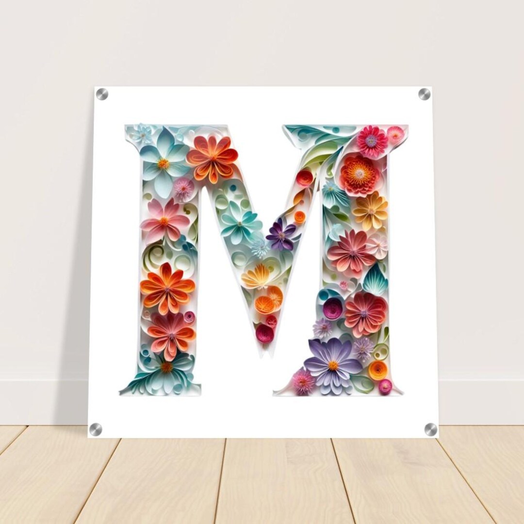 Personalized Letter M Papercut Style Art High-quality Acrylic Print ...