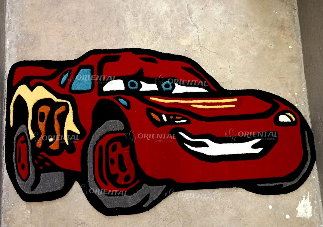 Custom Car Rug Hand Tufted Lightning Mcqueen Car Rugs for Kids Room ...