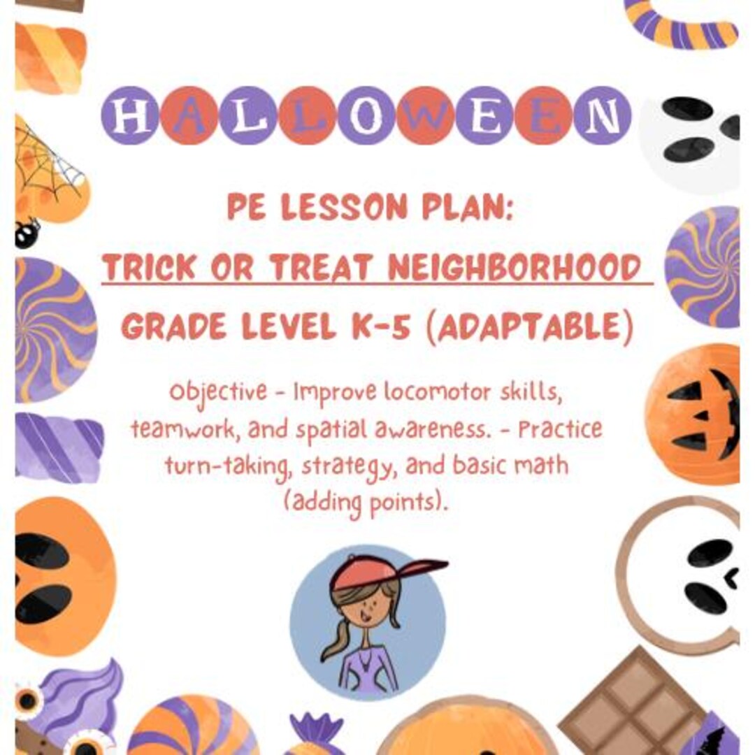 Halloween PE Game: K-5 Lesson Plan - Locomotor Skills & Teamwork - Etsy