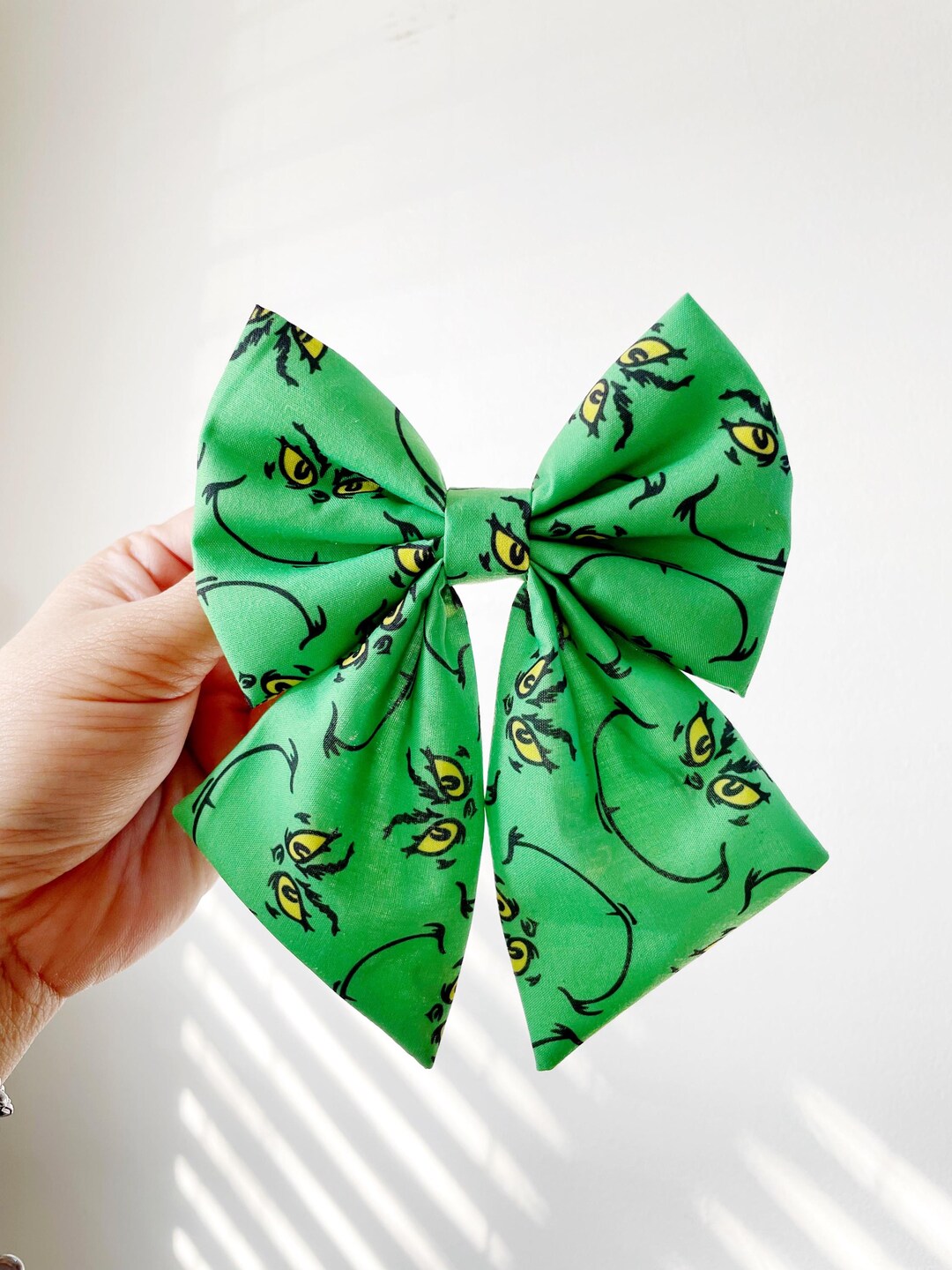Mr Grinch Hair Bow, the Grinch Fabric Hair Bow, Christmas Fabric Bow ...