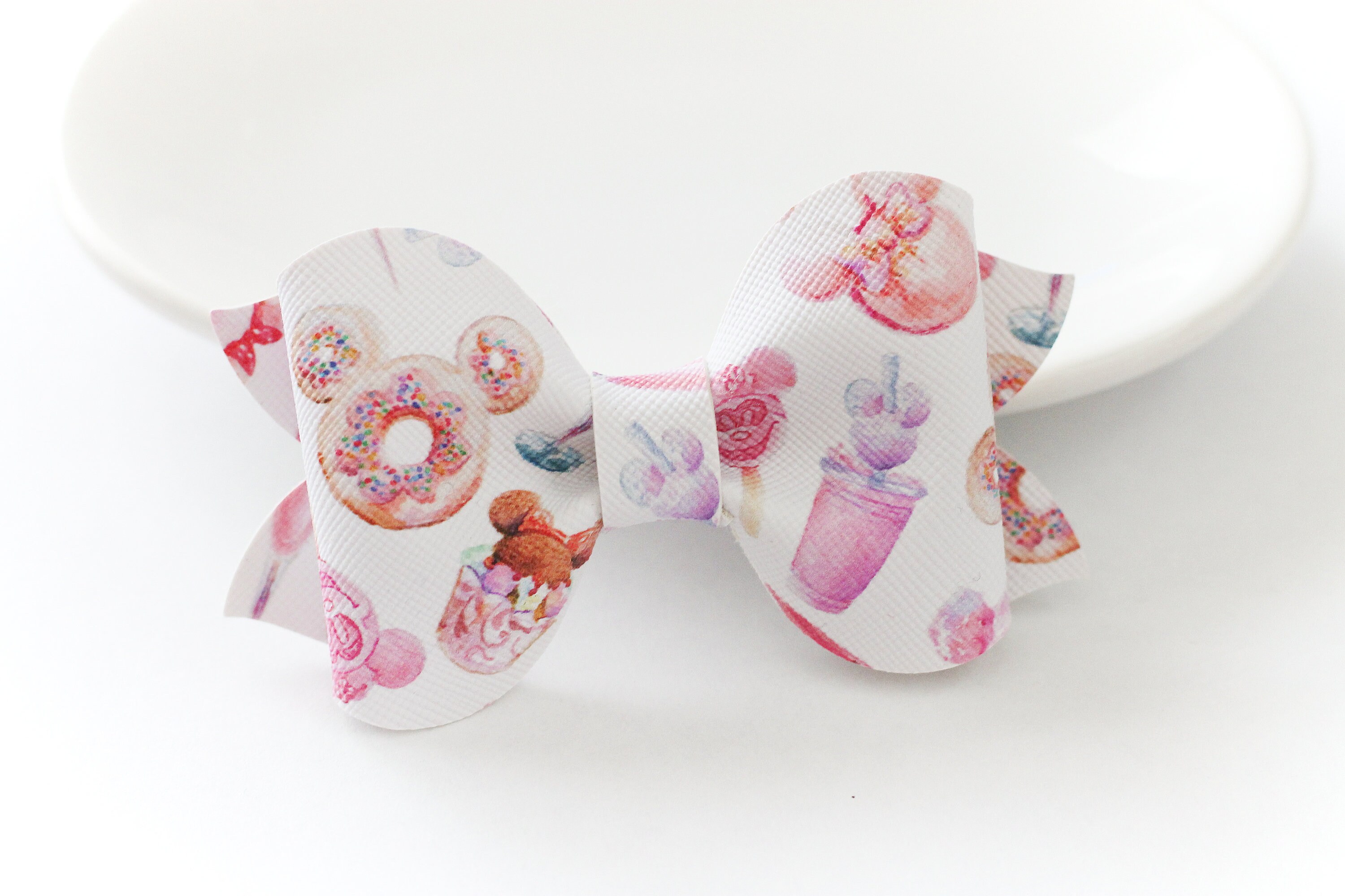 Minnie Mouse Sweets Hair Bow, Disney Inspired Faux Leather - Etsy
