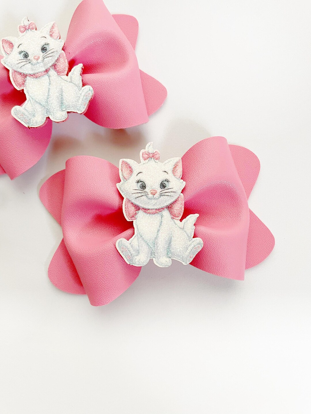 Marie Cat Hair Bow, Pink Faux Leather Disney Hair Clip - Etsy