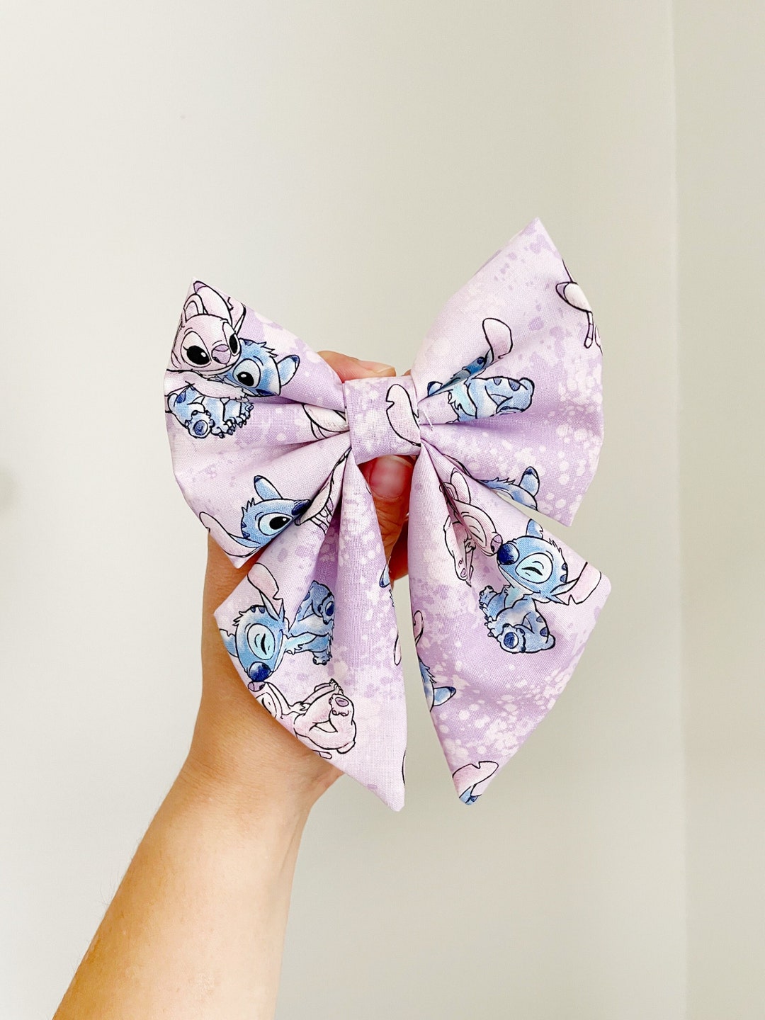 Stitch Hair Bow, Stitch and Angel Hair Bow, Disney Fabric Bow, Disney ...