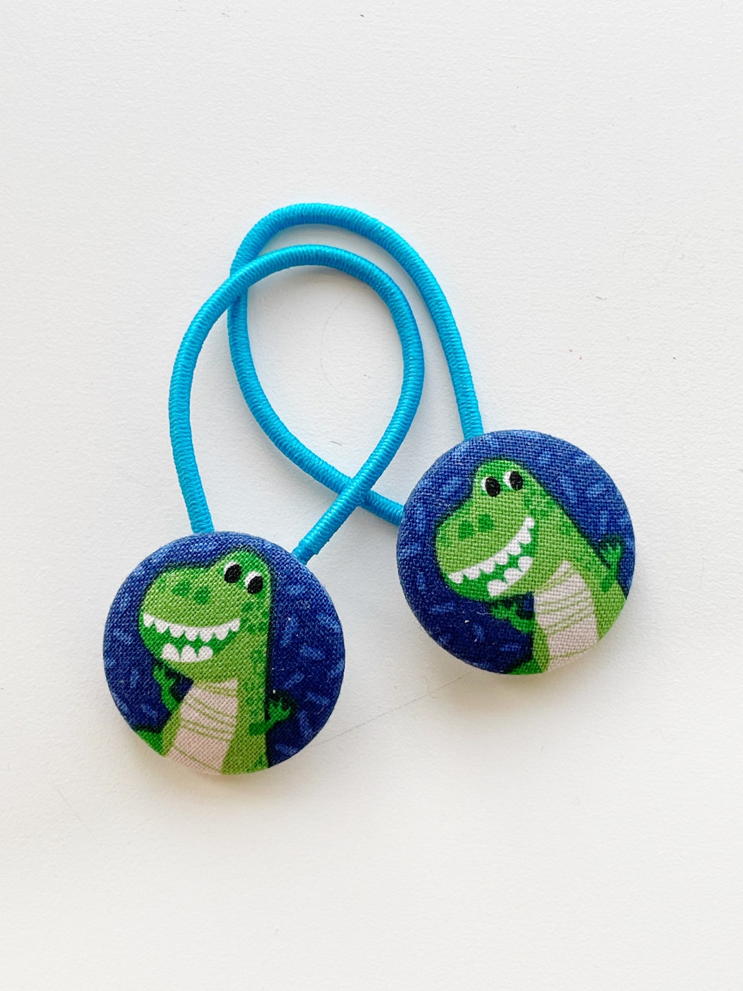 Toy Story Rex Hair Tie: Fabric Button Ponytail Holder (set of 2) - Etsy