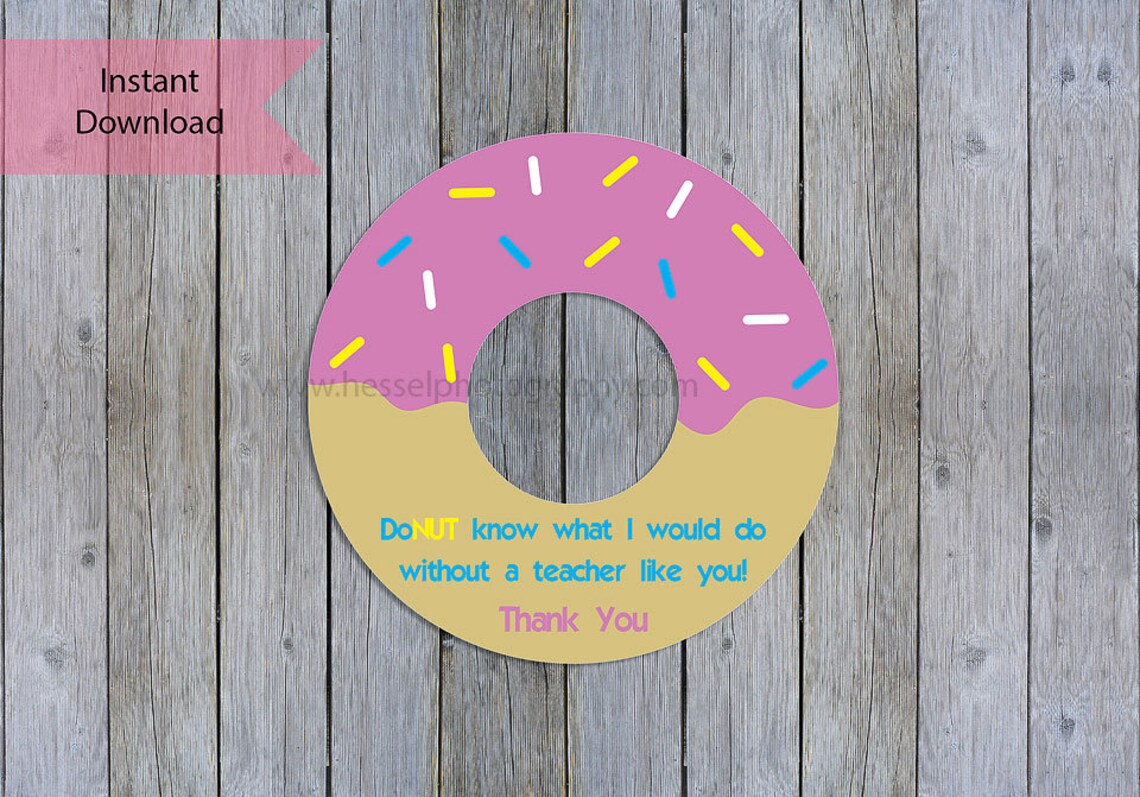 Donut Teacher Appreciation Tag Printable Teacher Donut | Etsy