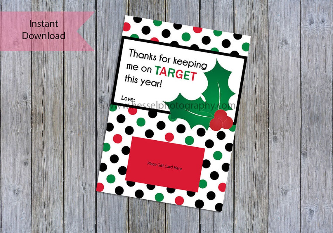 Printable Christmas Target Gift Card Giftcard Holder Teacher - Etsy