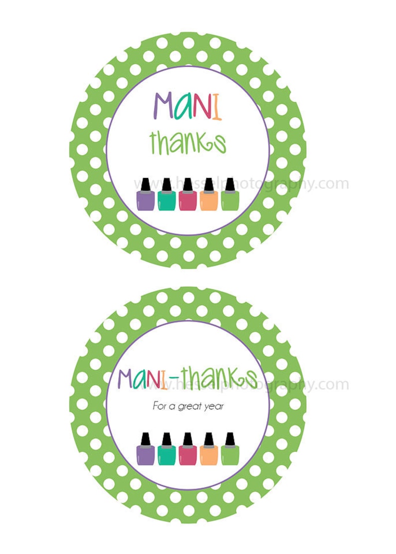 Printable Nail Polish Teacher Tag, Teacher Thank You, Mani Thanks ...