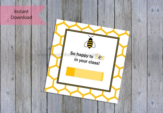 Printable Lip Balm Tag Happy to Bee Teacher Thank You | Etsy