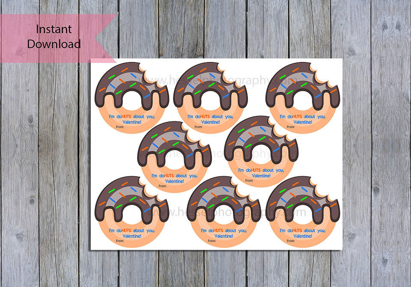 Donut Valentines Day Card Printable Valentine Kids | Etsy