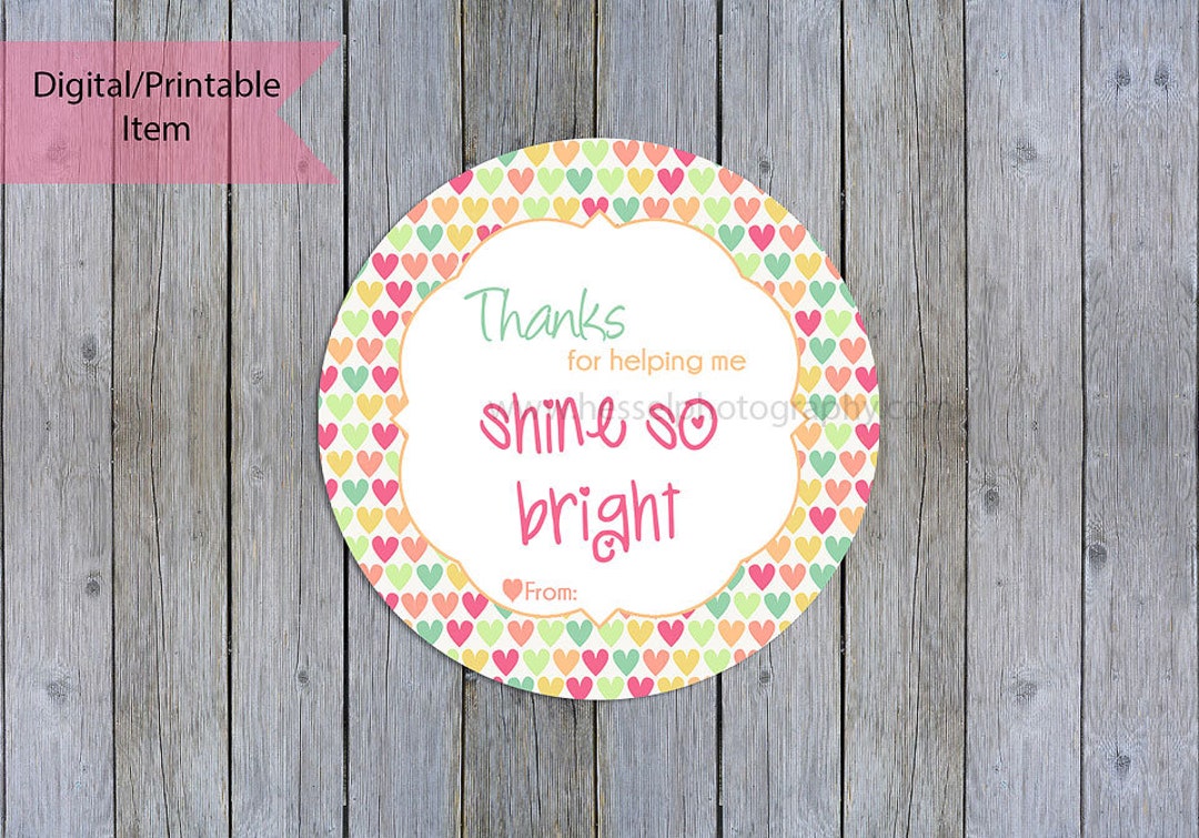 Printable Teacher Candle Tag, Teacher Thank You, Thanks for Helping Me ...