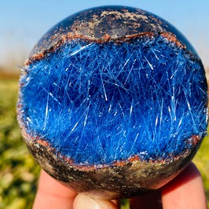 Magnetite Blue Copper Ore Crystal Ball Hand Carved Crystal Cluster ...