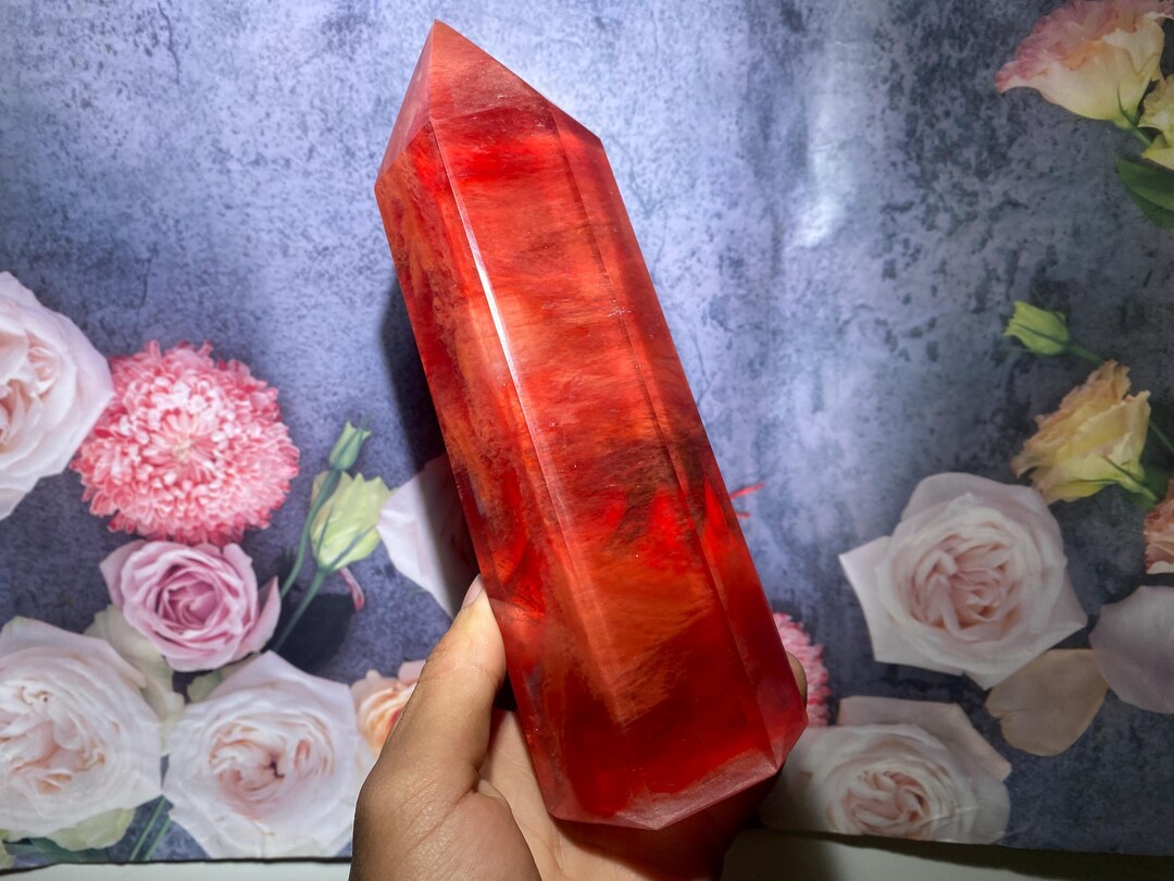 Red Smelting Quartz,crystal Tower Wand Point，reiki Healing,red Smelting ...