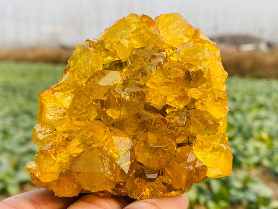 Yellow Geode Quartz ,hand Carved Geode,crystal Vug Specimen,crystal ...