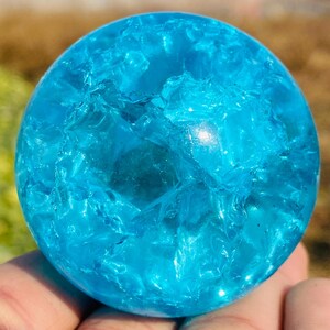 1.9 Magical Blue Aura Crackle Sphere,hand Carved Crystal Ball,home ...