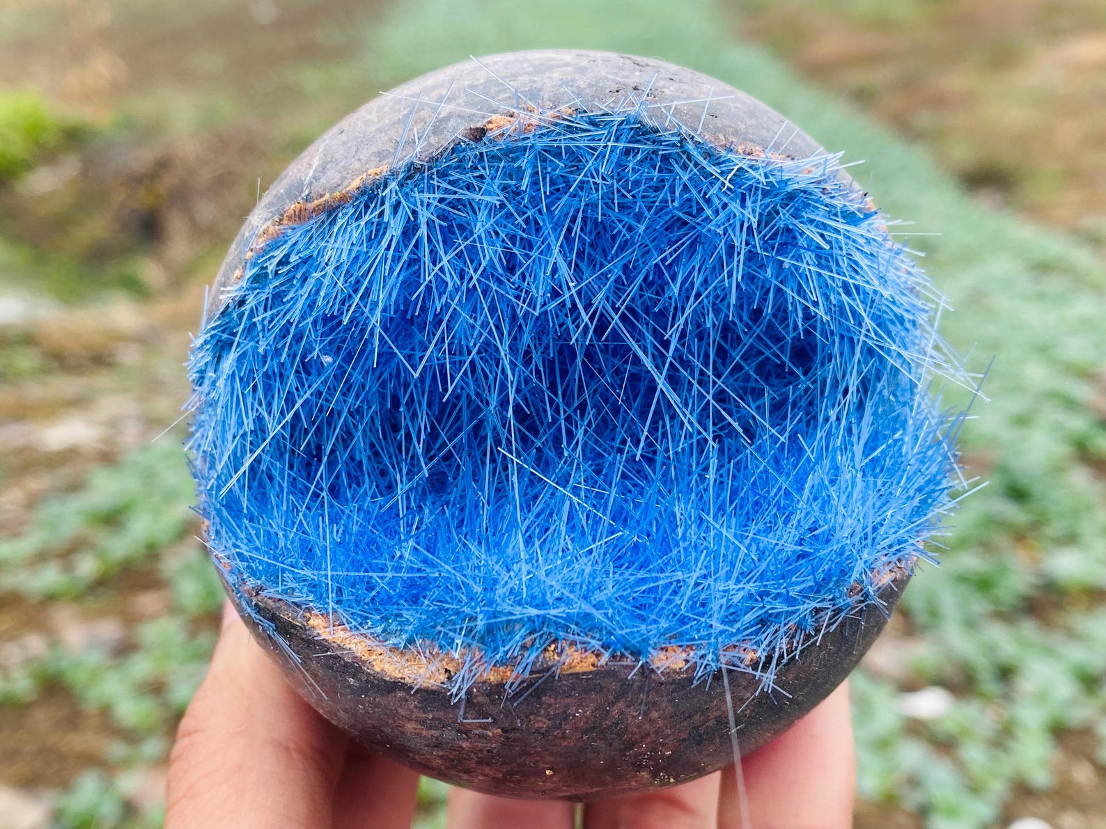 Magnetite Blue Copper Ore Crystal Ball Hand Carved Crystal Cluster ...