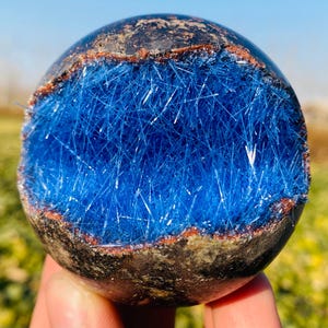 Magnetite Blue Copper Ore Crystal Ball Hand Carved Crystal Cluster ...