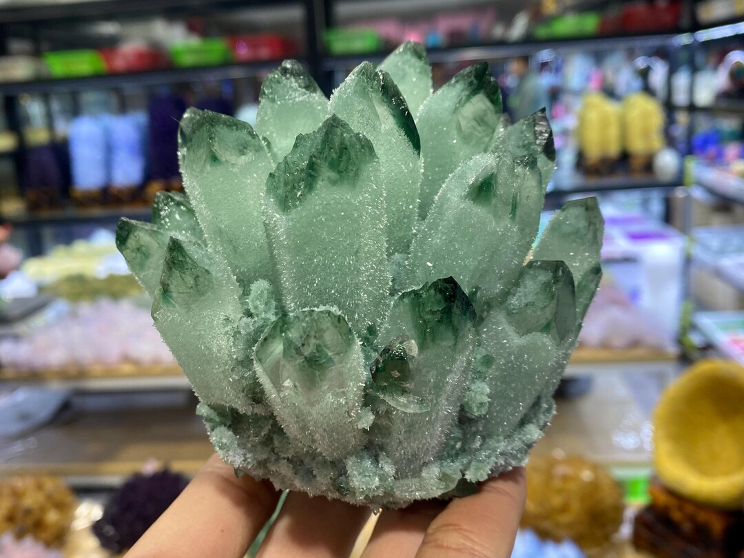 Beautiful Green Quartz Cluster Specimen Crystal,hand Carved Cluster ...