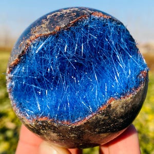 Magnetite Blue Copper Ore Crystal Ball Hand Carved Crystal Cluster ...