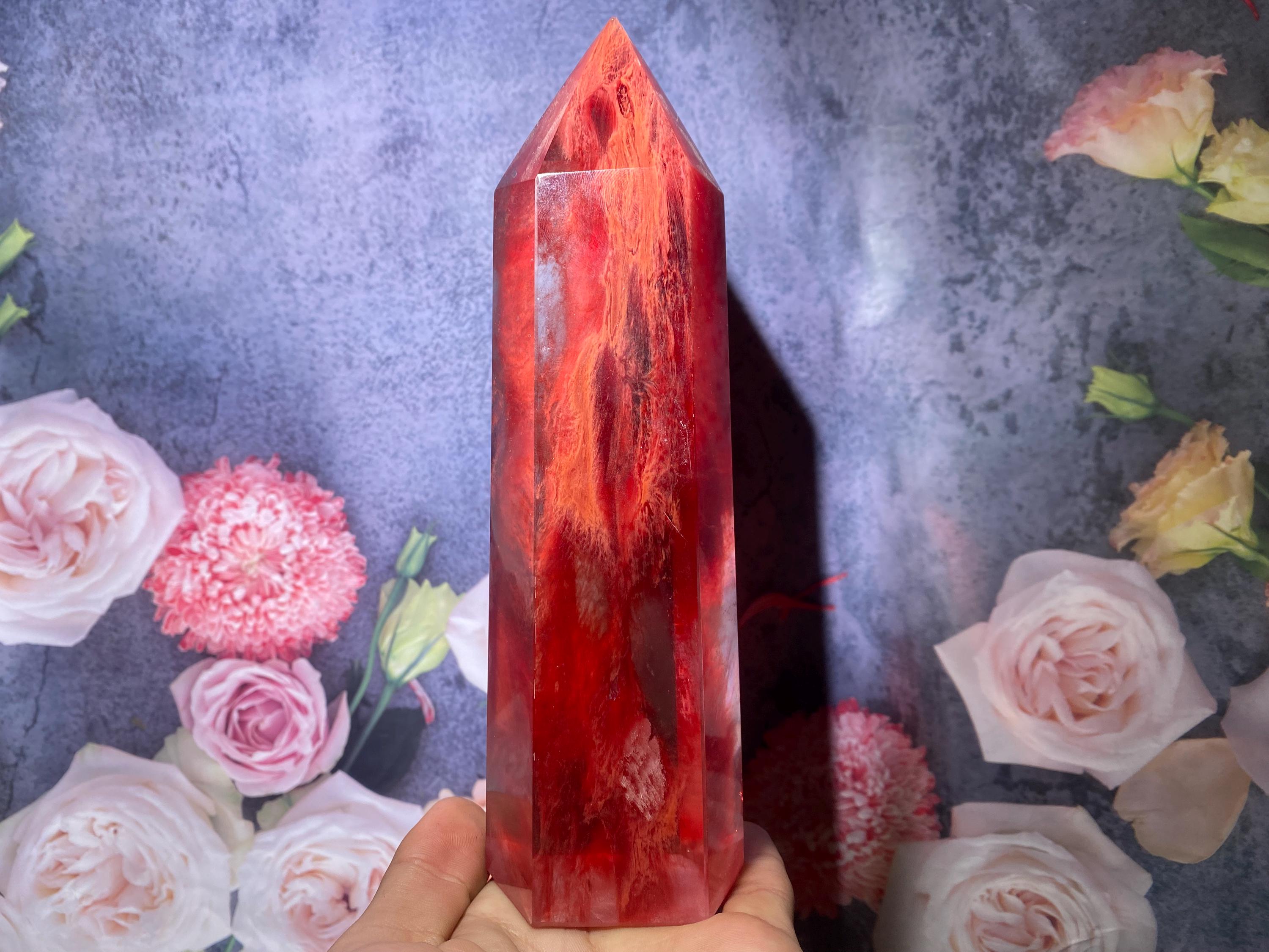 Red Smelting Quartz,crystal Tower Wand Point，reiki Healing,red Smelting ...