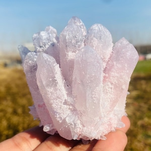 Pink Quartz Cluster Specimen Crystal,hand Carved Cluster,crystal ...